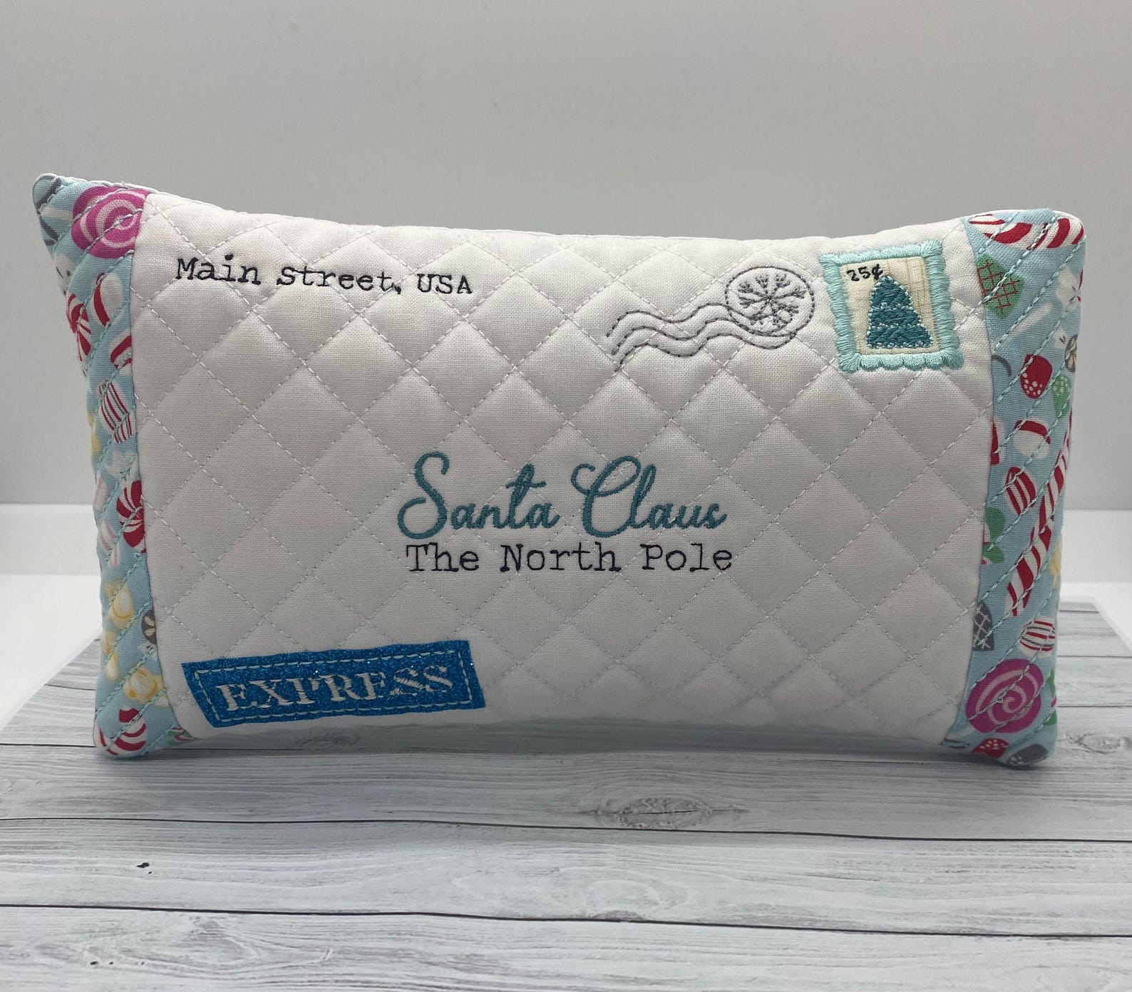 Embroidered Santa Postcard Bench Buddy Pillows - Etsy