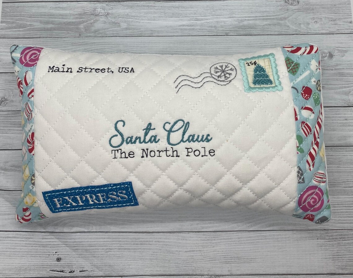 Embroidered Santa Postcard Bench Buddy Pillows - Etsy