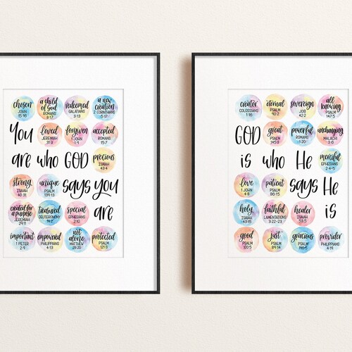 Rainbow Kids Printable Bundle You Are Who God Says You Are | Etsy