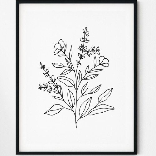 Minimalist Botanical Line Art Simple Floral Line Art Drawing - Etsy