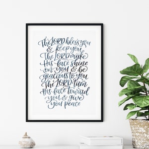 The Blessing Hand Lettered Art Printable Download | Numbers 6:24-26 ...