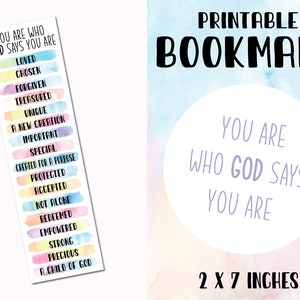 Simple Identity in Christ Rainbow Bookmark Printable | You Are Who God ...