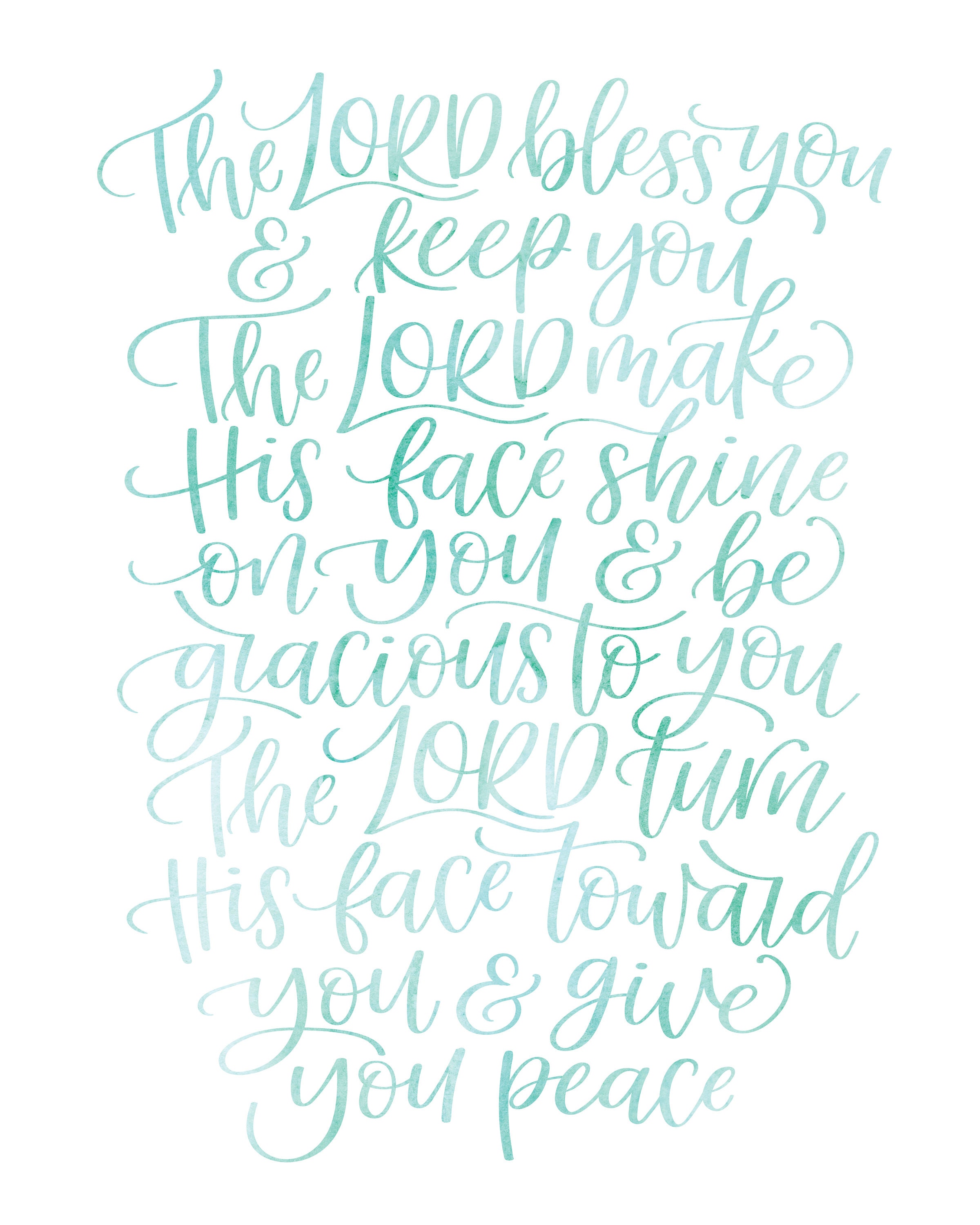 The Blessing Hand Lettered Art Printable Download Numbers - Etsy