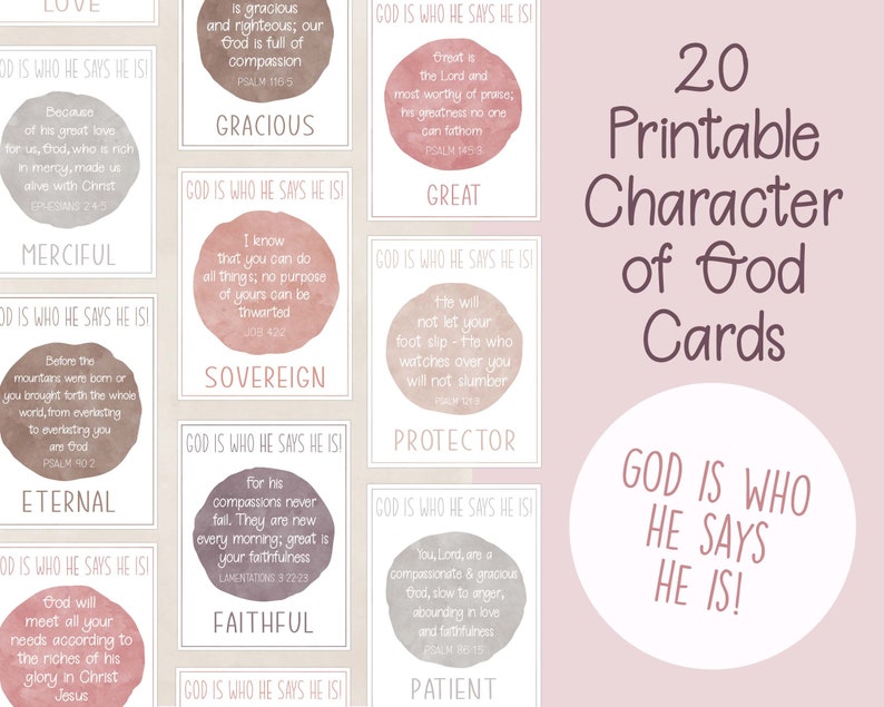 Attributes of God Scripture Cards | Blush Christian Decor (printable ...