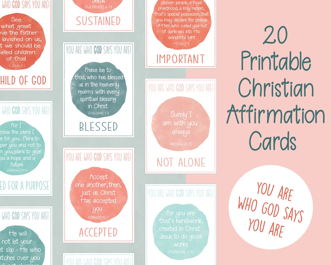 Printable Christian Affirmation Scripture Cards | Identity in Christ ...