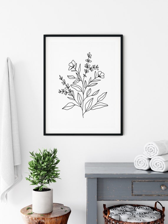Minimalist Botanical Line Art Simple Floral Line Art Drawing - Etsy