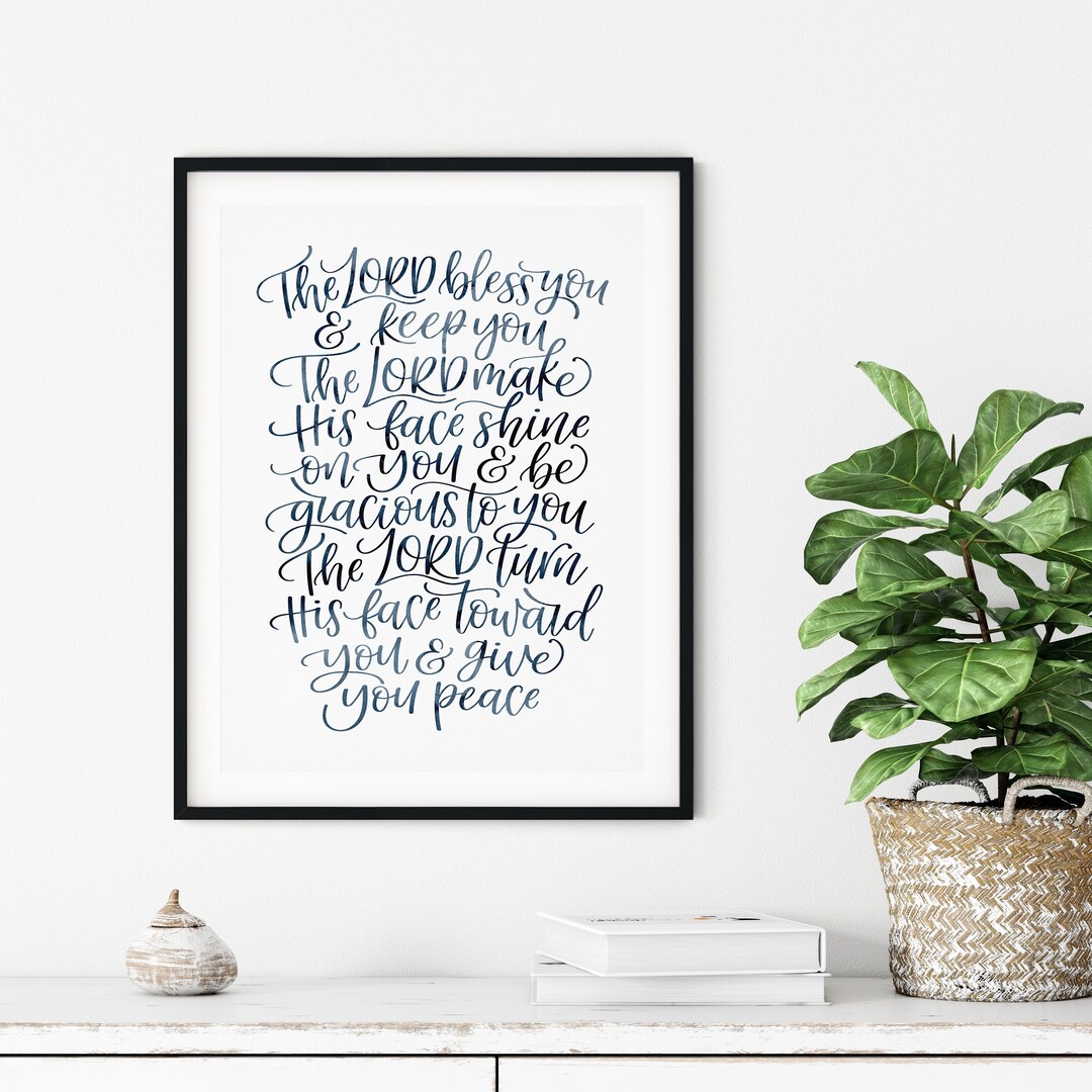 The Blessing Hand Lettered Art Printable Download | Numbers 6:24-26 ...