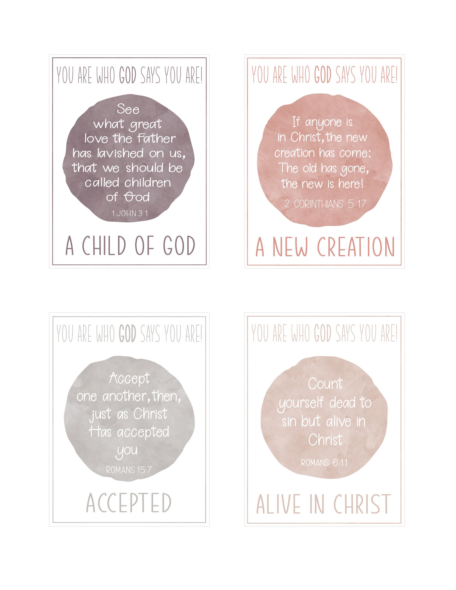 Printable Christian Affirmation / Scripture Cards Identity - Etsy