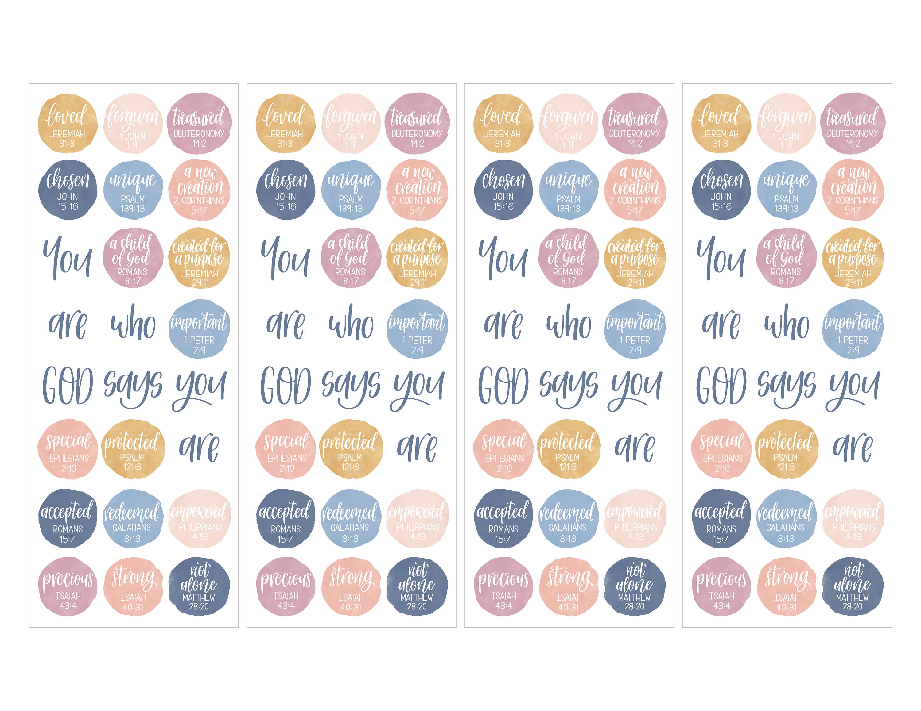 Blue Pink Peach Gold Themed Printable Bookmark | You Are Who God Says ...