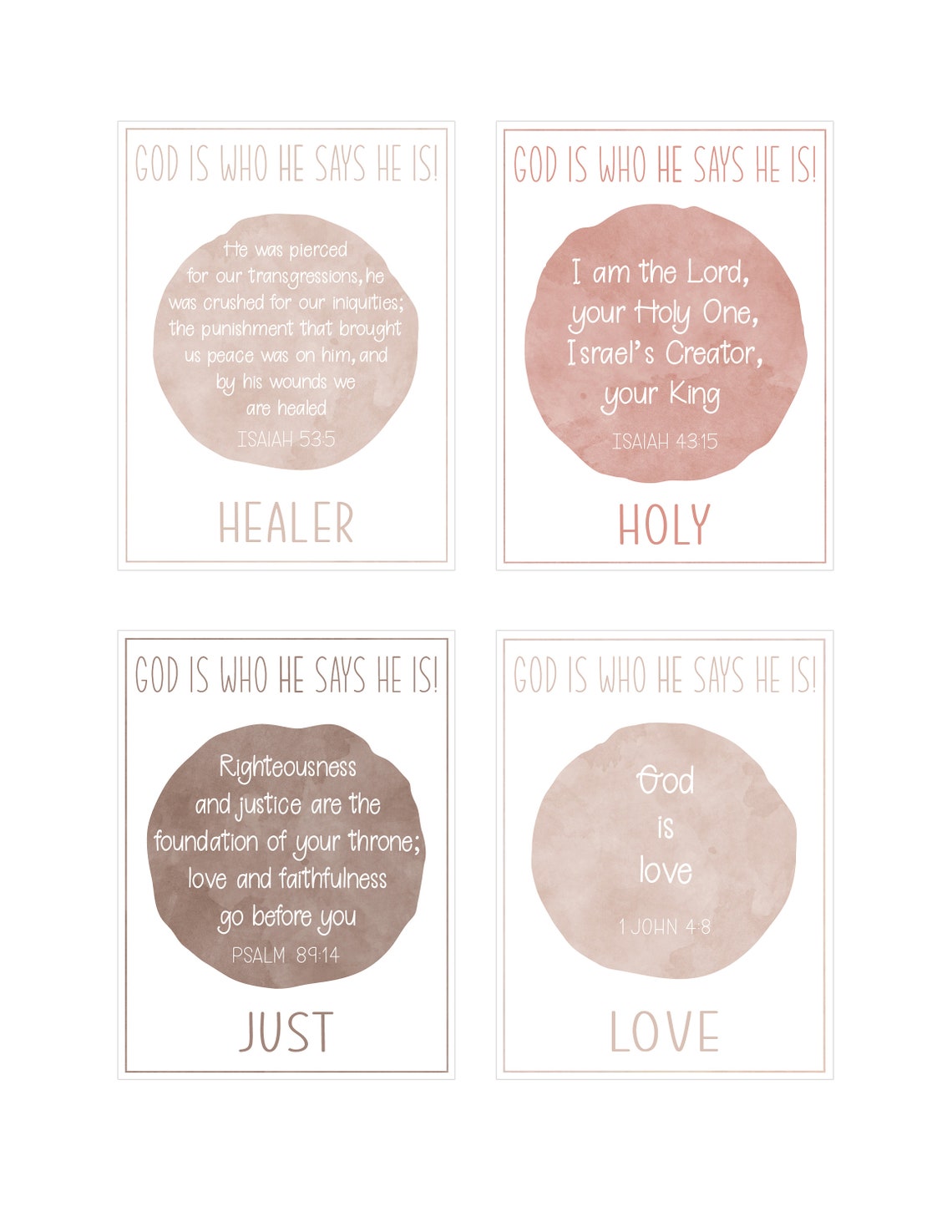 Attributes of God Scripture Cards | Blush Christian Decor (printable ...