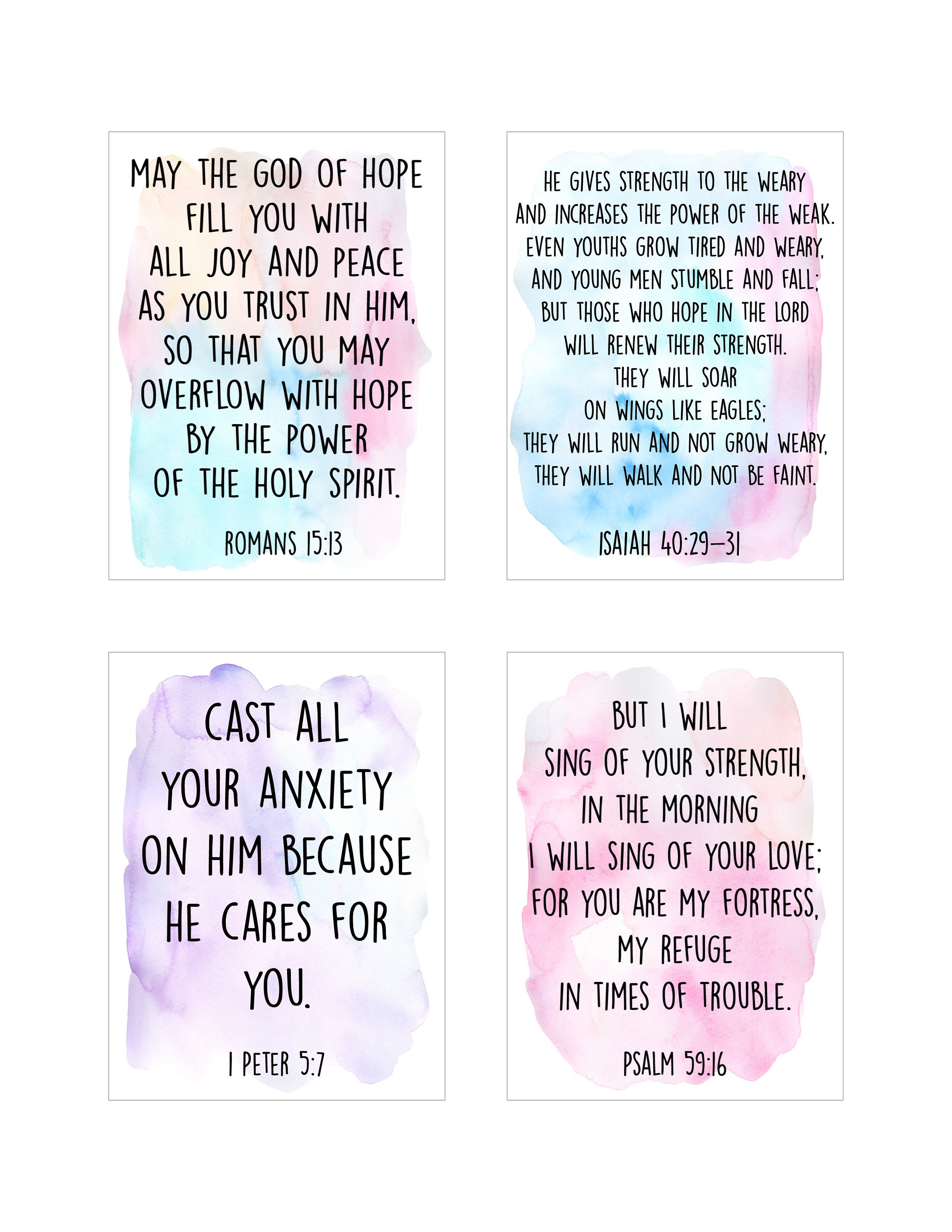 52 Uplifting Scripture Cards – Rainbow Watercolor Bible Verses (digital ...