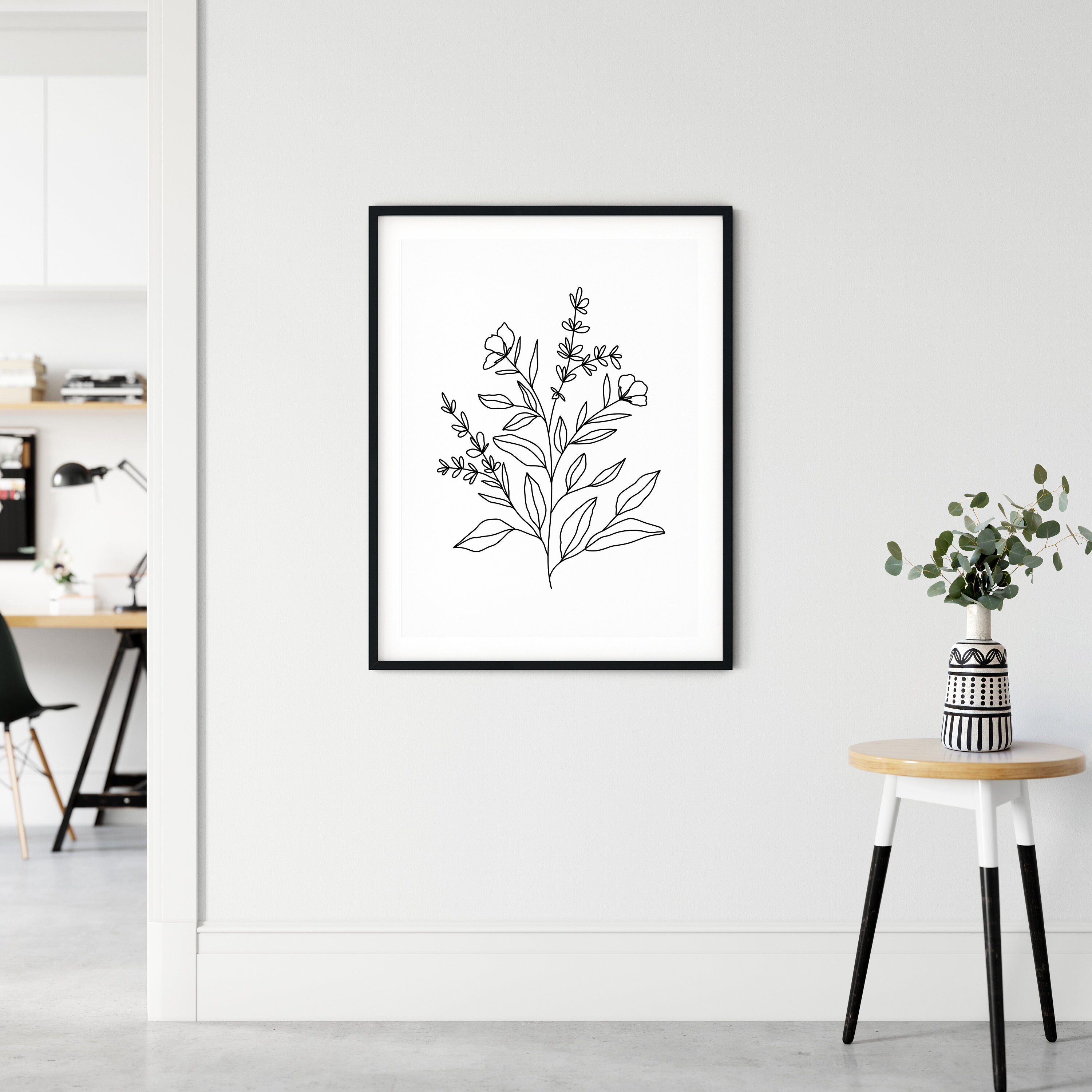 Minimalist Botanical Line Art Simple Floral Line Art Drawing - Etsy