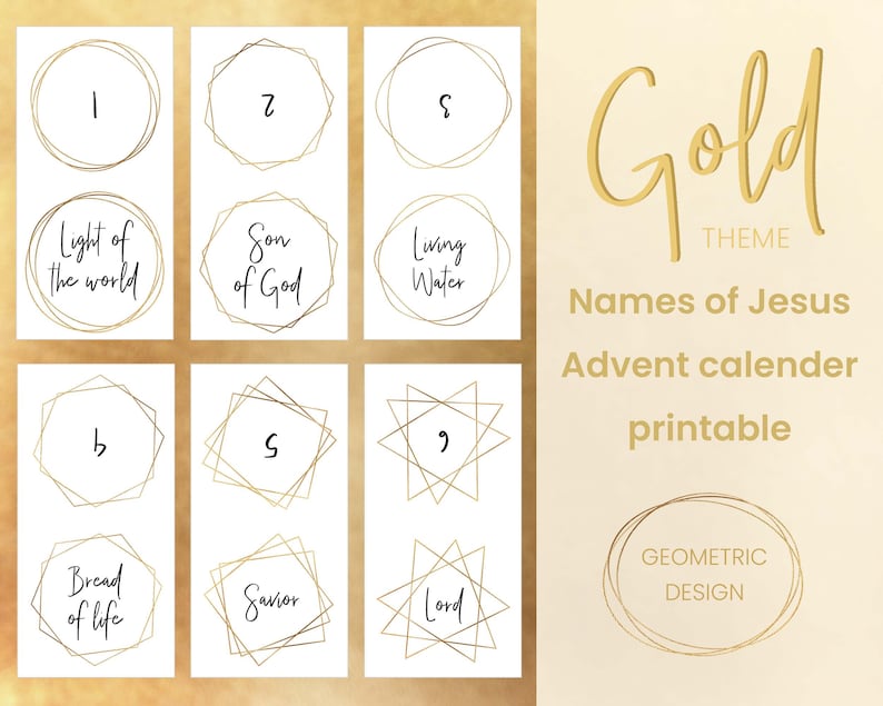Names of Jesus Advent Calendar Gold Geometric Design Gold - Etsy