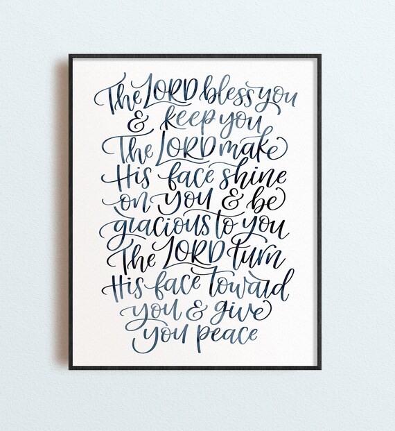 The Blessing hand lettered art printable download Numbers | Etsy