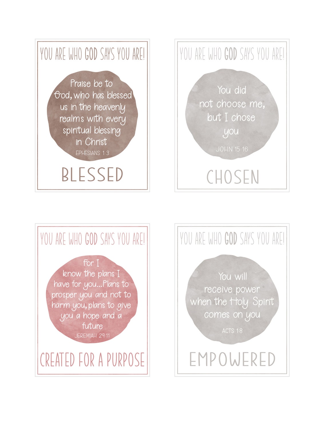 Printable Christian Affirmation / Scripture Cards Identity - Etsy