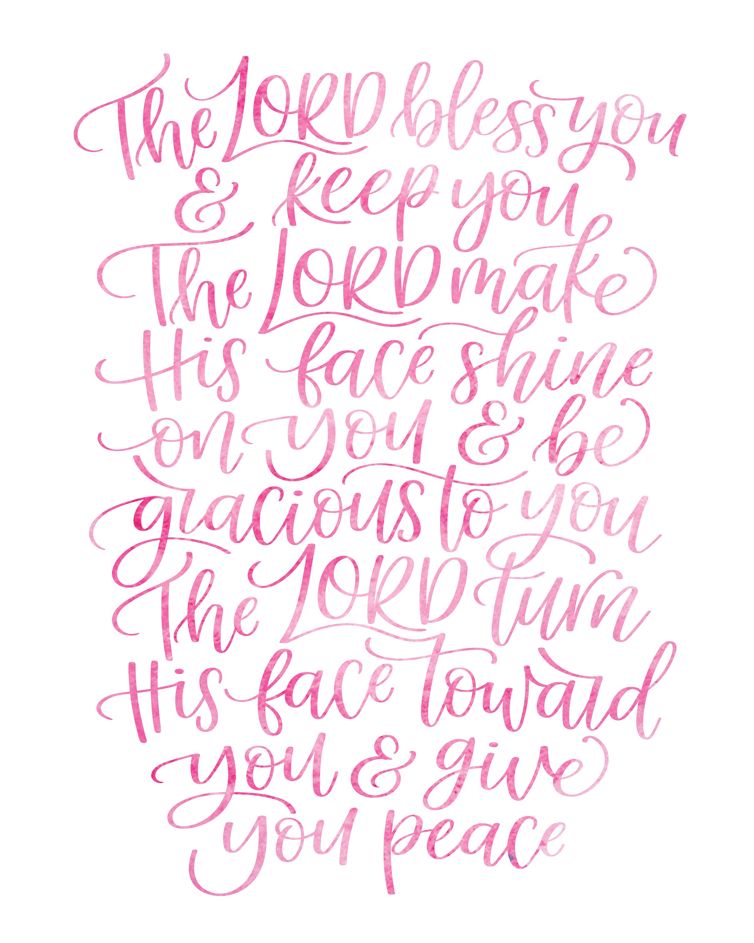 The Blessing Hand Lettered Art Printable Download Numbers - Etsy
