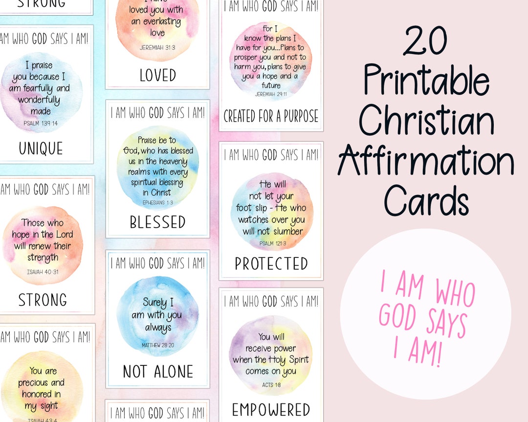 Printable Christian Affirmation / Scripture Cards | Identity in Christ ...