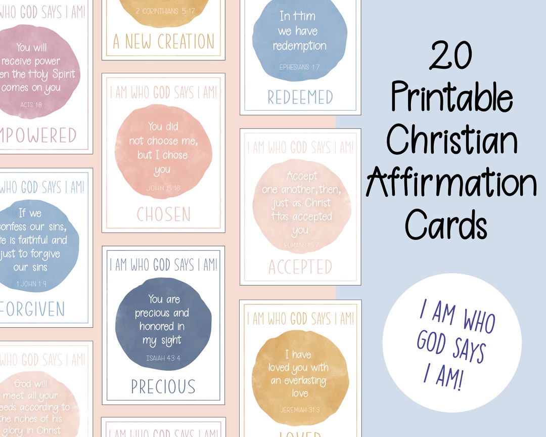 Large Printable Christian Affirmation / Scripture Cards | Identity in ...