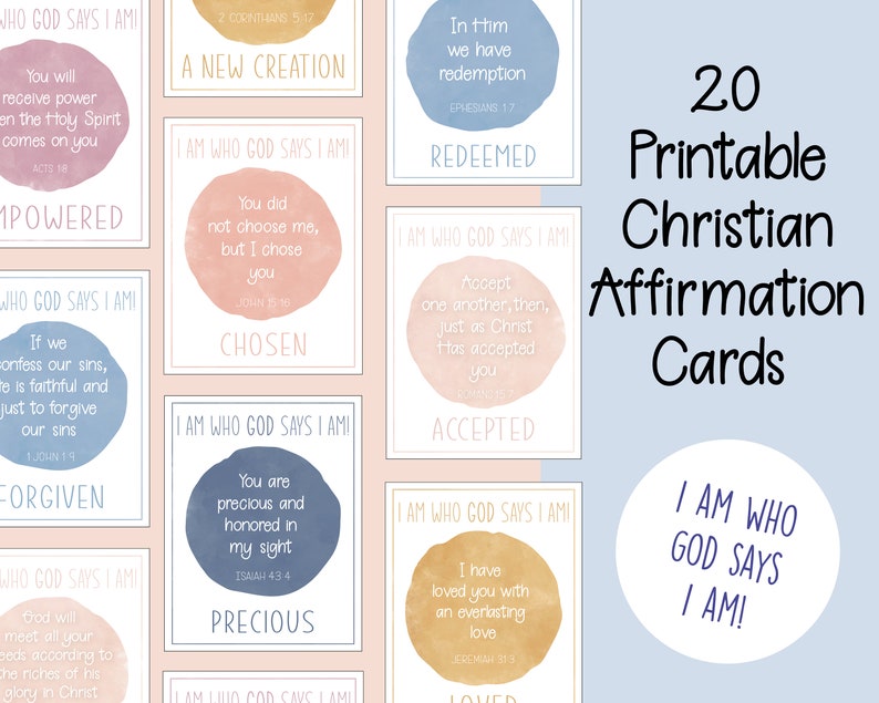 Christian Affirmation Cards | Bible Verse Prints (digital Download) - Etsy