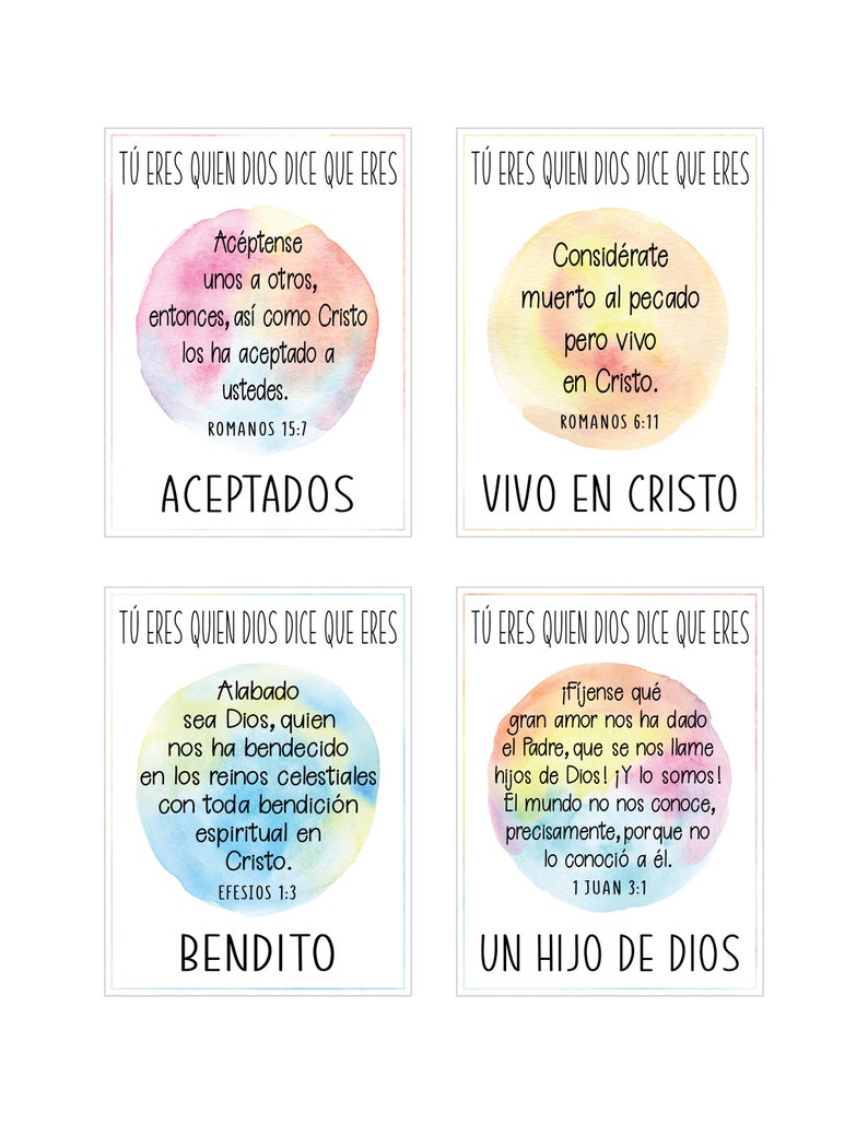 Spanish Christian Affirmation Cards | Bible Verses (digital Download ...