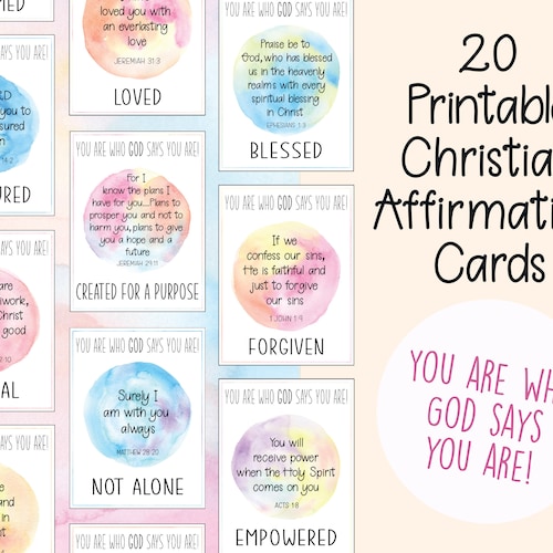 50 Printable Christian Affirmation/ Scripture Cards Identity - Etsy