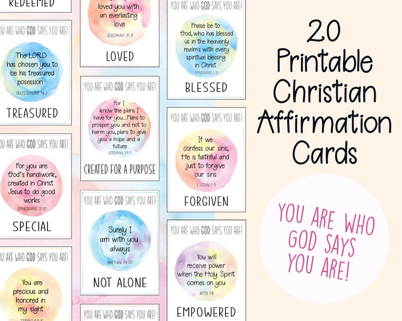 5 X 7 Size: Printable Christian Affirmation/ Scripture Cards - Etsy