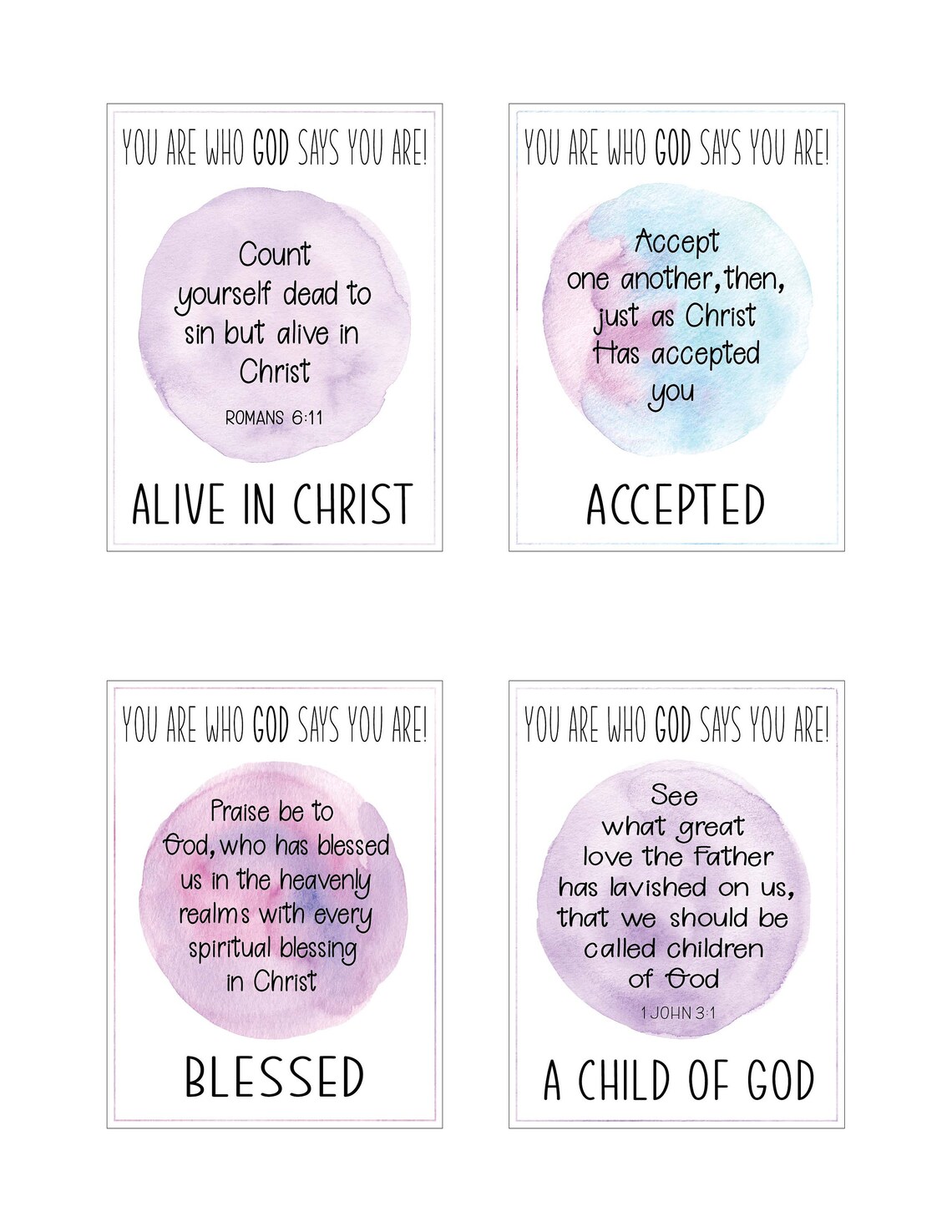 Printable Christian Affirmation / Scripture Cards Identity - Etsy Australia