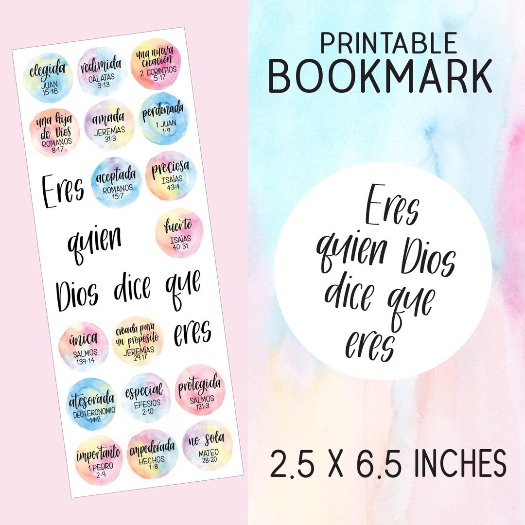 Spanish Christian Affirmation Bookmark | Rainbow Bible Verse (digital ...
