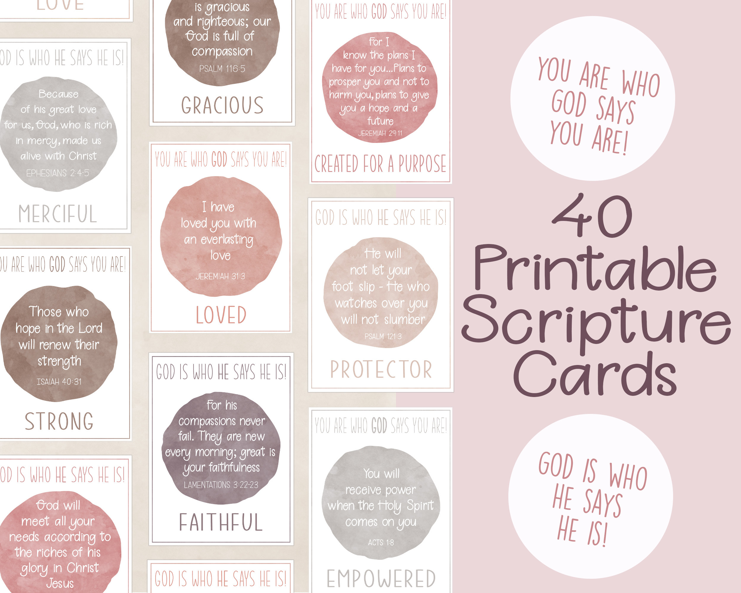Bundle 40 Scripture Cards: God is Who He Says He is and You - Etsy