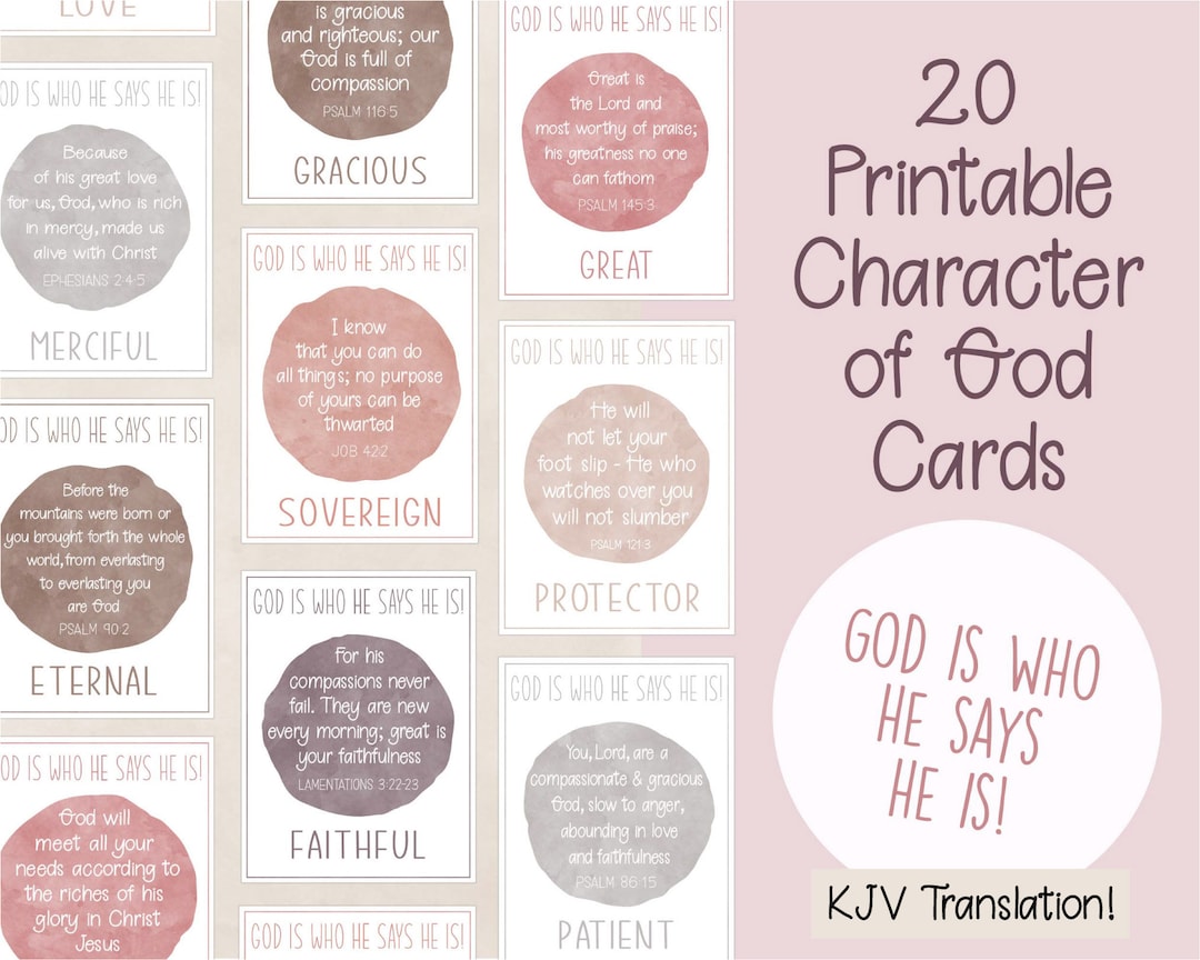 KJV Character of God Bible Memory Verses, God is Who He Says He Is ...