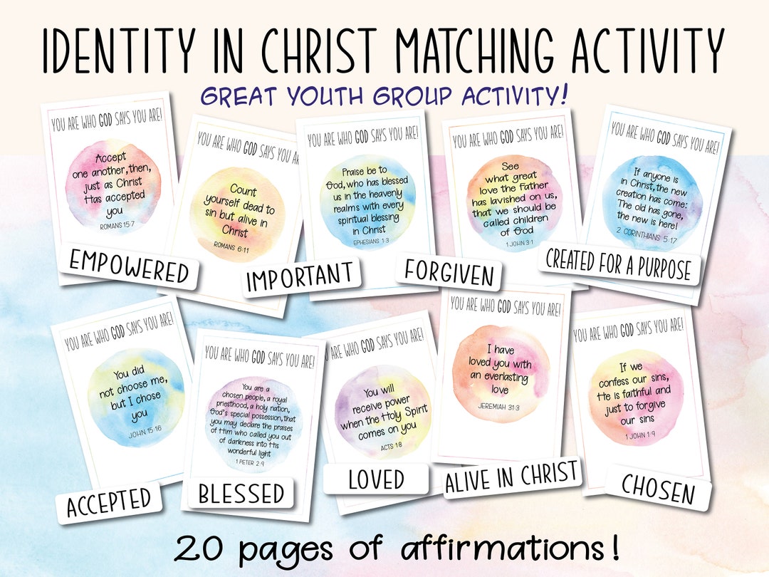 Printable Christian Affirmation Youth Group Activity | Identity in ...