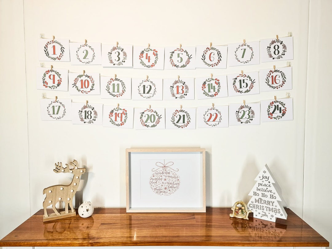 Names of Jesus Advent Calendar | Blue Christmas Decor | Red and Green ...
