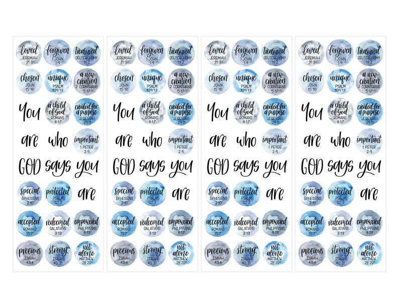Blue Grey Identity in Christ Printable Bookmark You Are Who - Etsy