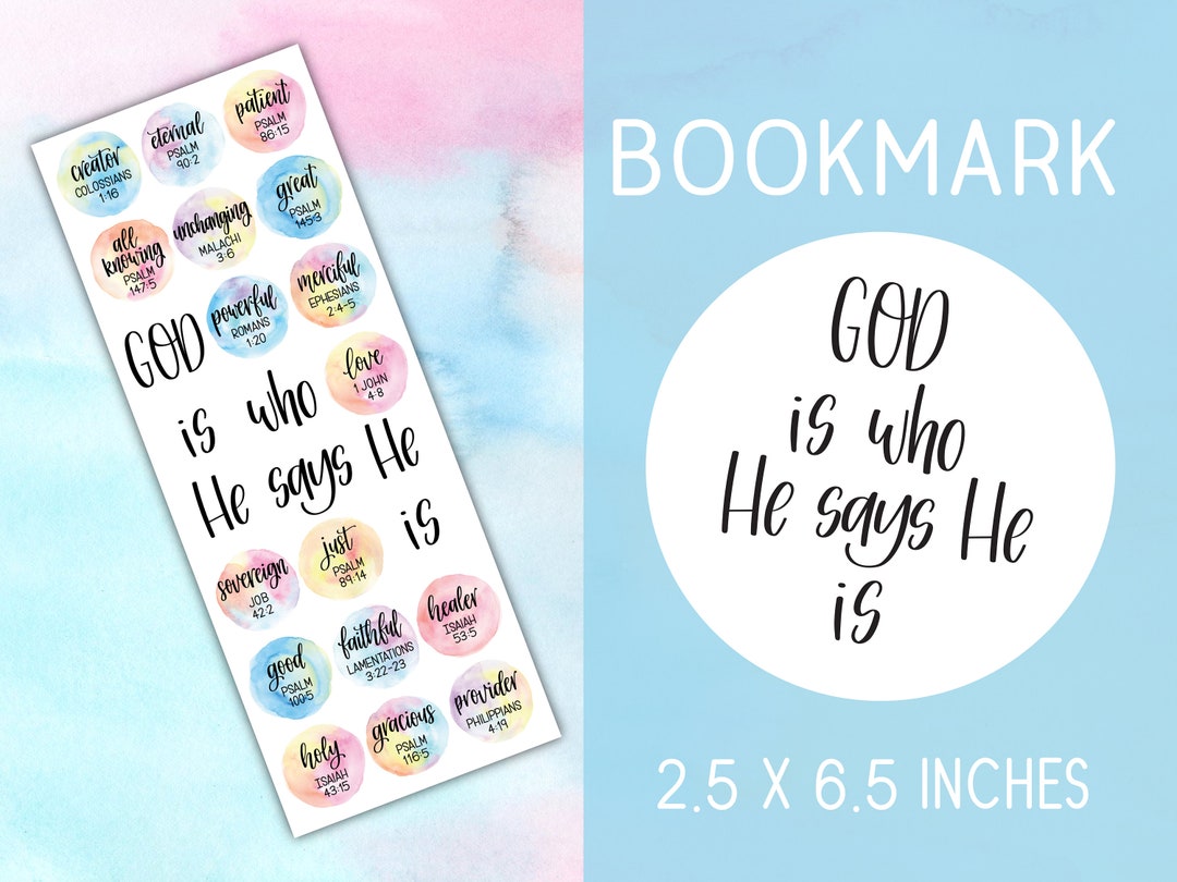 Character of God Printable Bookmark Rainbow Theme | God is Who God Says ...