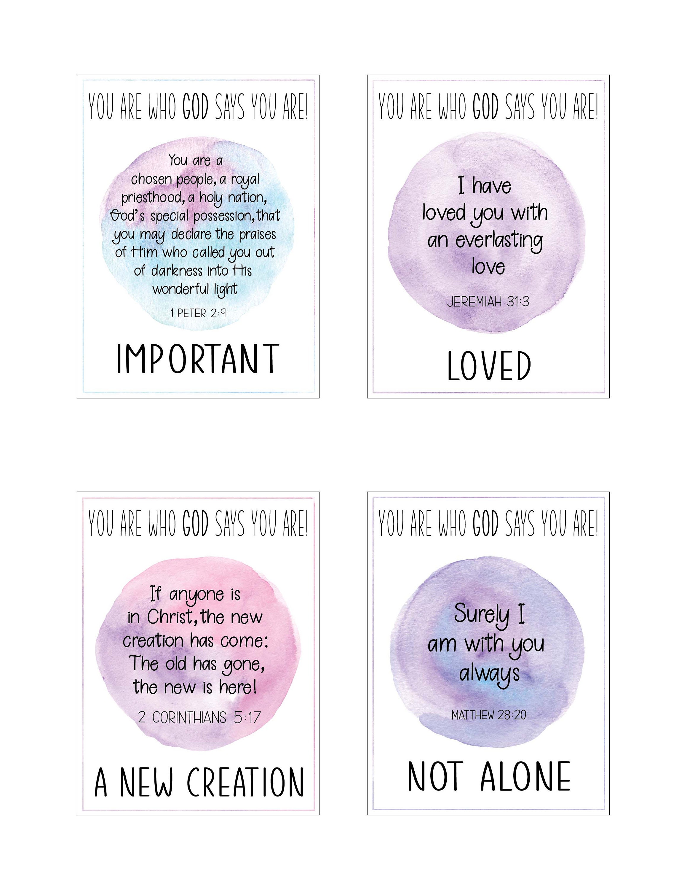 Printable Christian Affirmation / Scripture Cards Identity - Etsy
