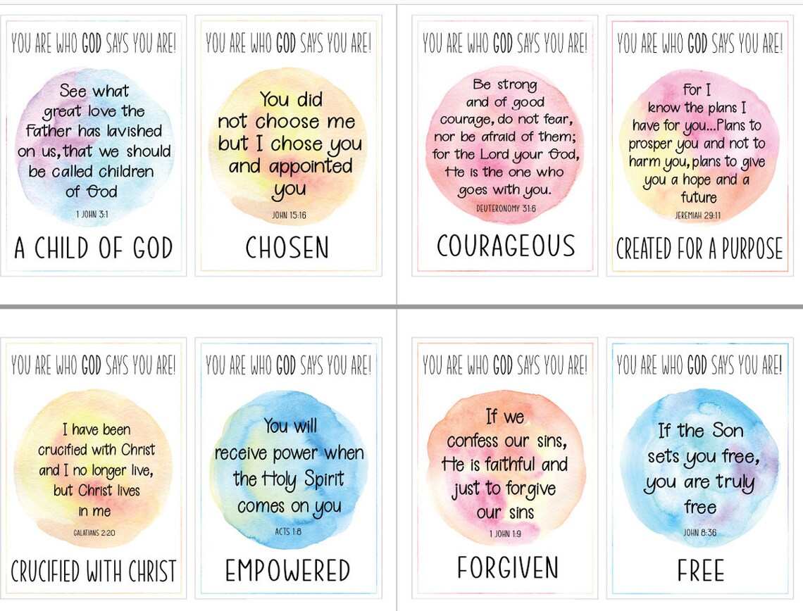 50 Printable Christian Affirmation/ Scripture Cards Identity | Etsy