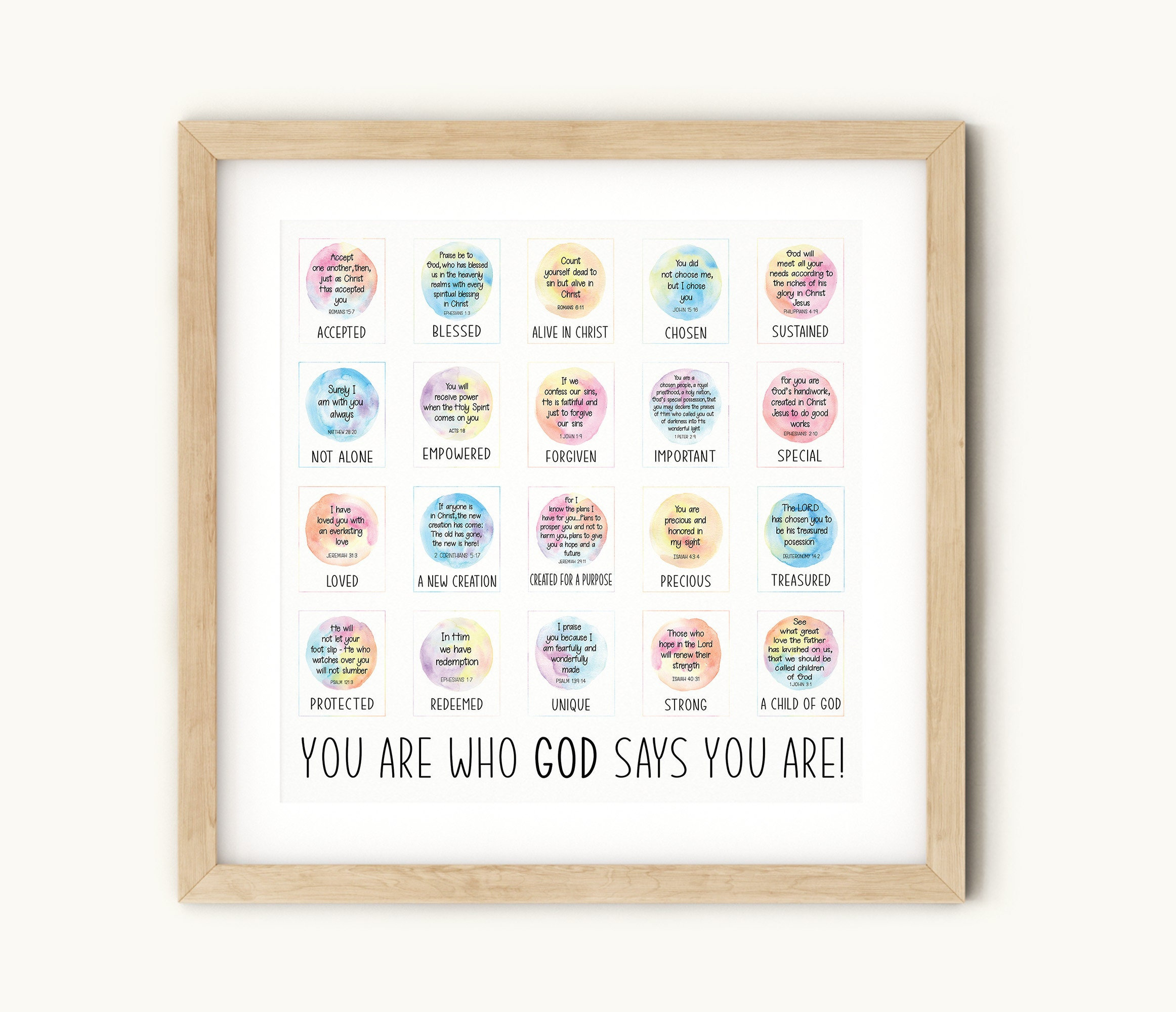 Christian Affirmation Poster | Bible Verse Rainbow Print (digital ...