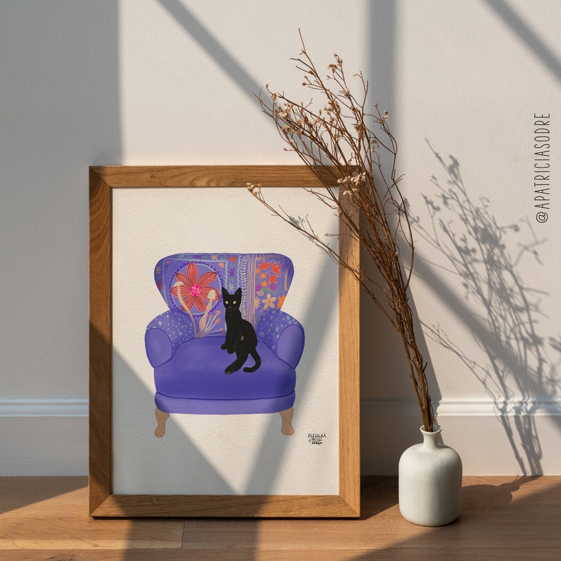 Fine Art Print for Cat Lovers, Modern Wall Art, Dopamine Wall Art ...