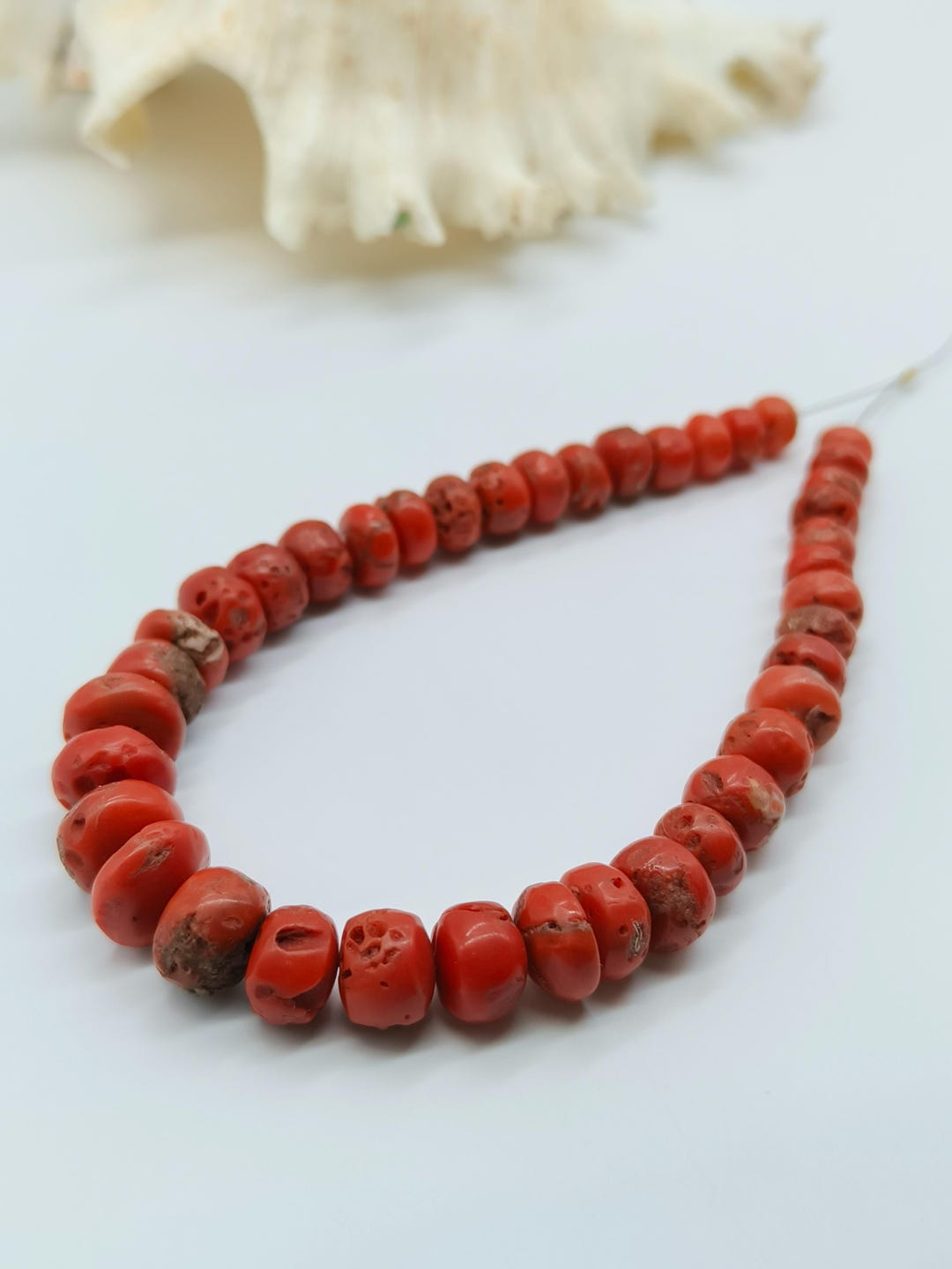 6 Inch Red Coral Rondelle Beads !! Mediterranean Coral Rondell Beads ...