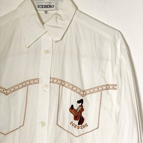 Vintage 90s Disney X ICEBERG rodeo Pluto white shirt - Gem
