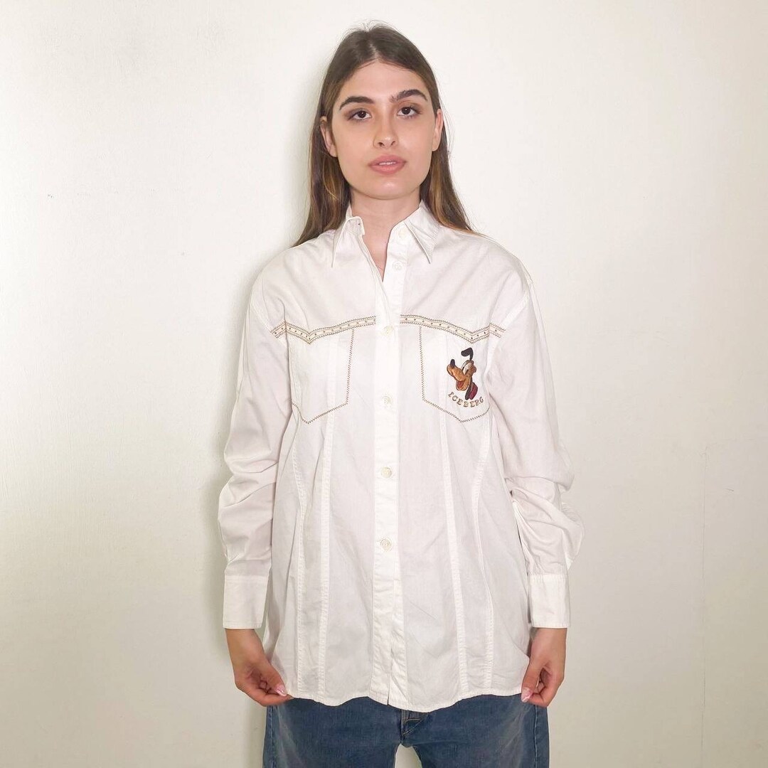 Vintage 90s Disney X ICEBERG Rodeo Pluto White Shirt - Etsy