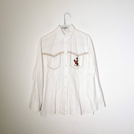 Vintage 90s Disney X ICEBERG rodeo Pluto white shirt - Gem