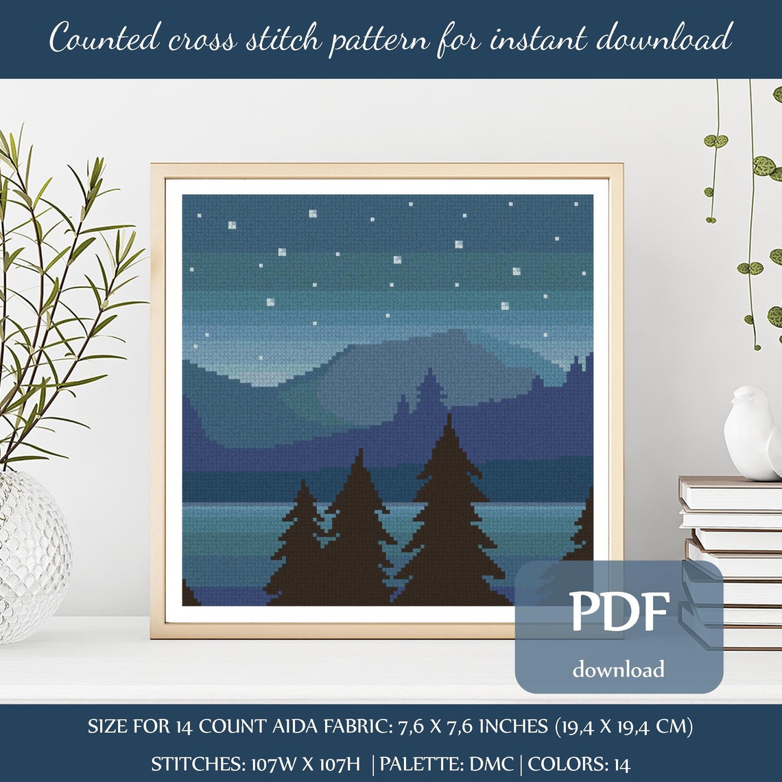 Landscape Cross Stitch Pattern PDF Mountain Cross Stitch | Etsy