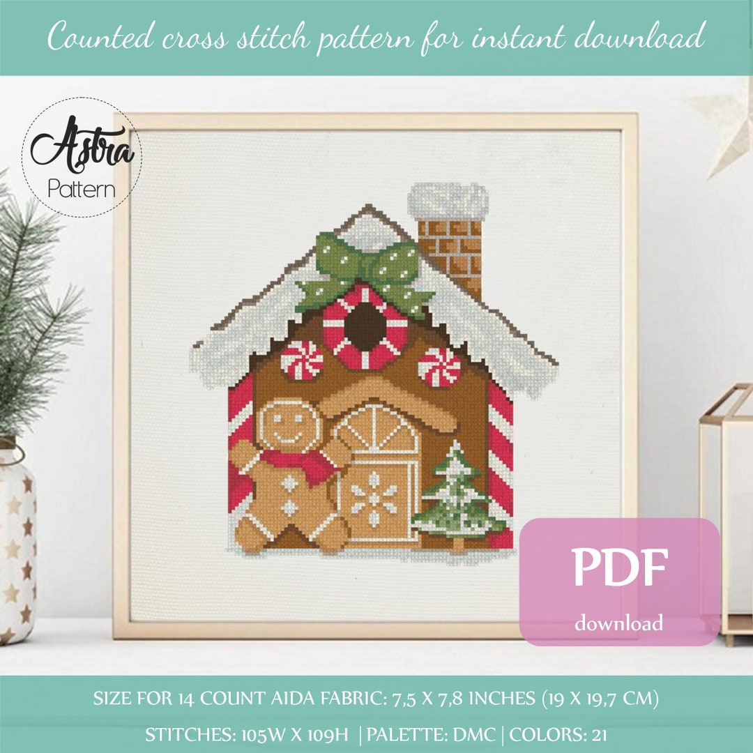 Gingerbread House Cross Stitch Pattern PDF, Christmas Cross Stitch ...