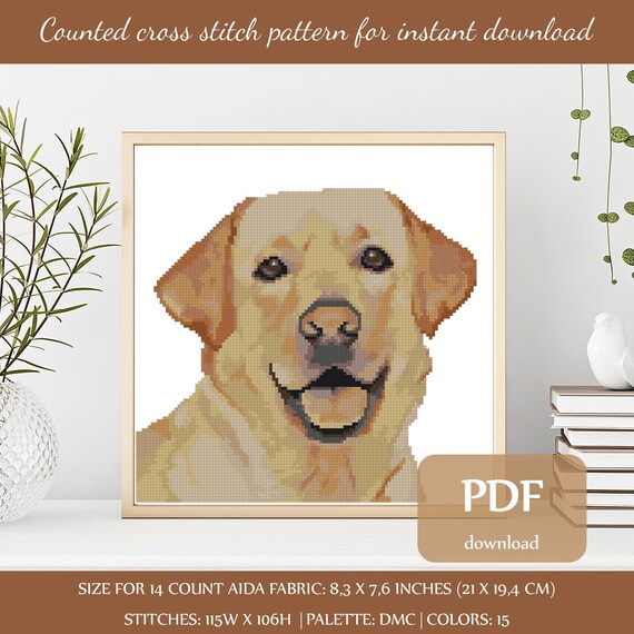 Labrador dog cross stitch pattern Digital format PDF | Etsy