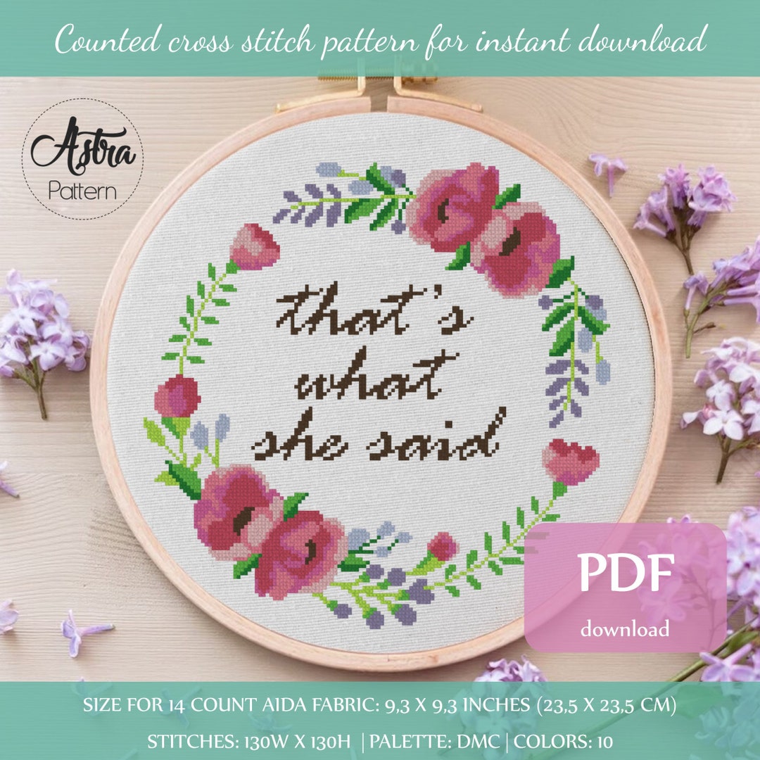 That's What She Said Cross Stitch Pattern Digital Format - PDF ...