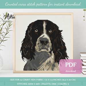 Black English Springer Spaniel Cross Stitch Pattern Digital Format ...
