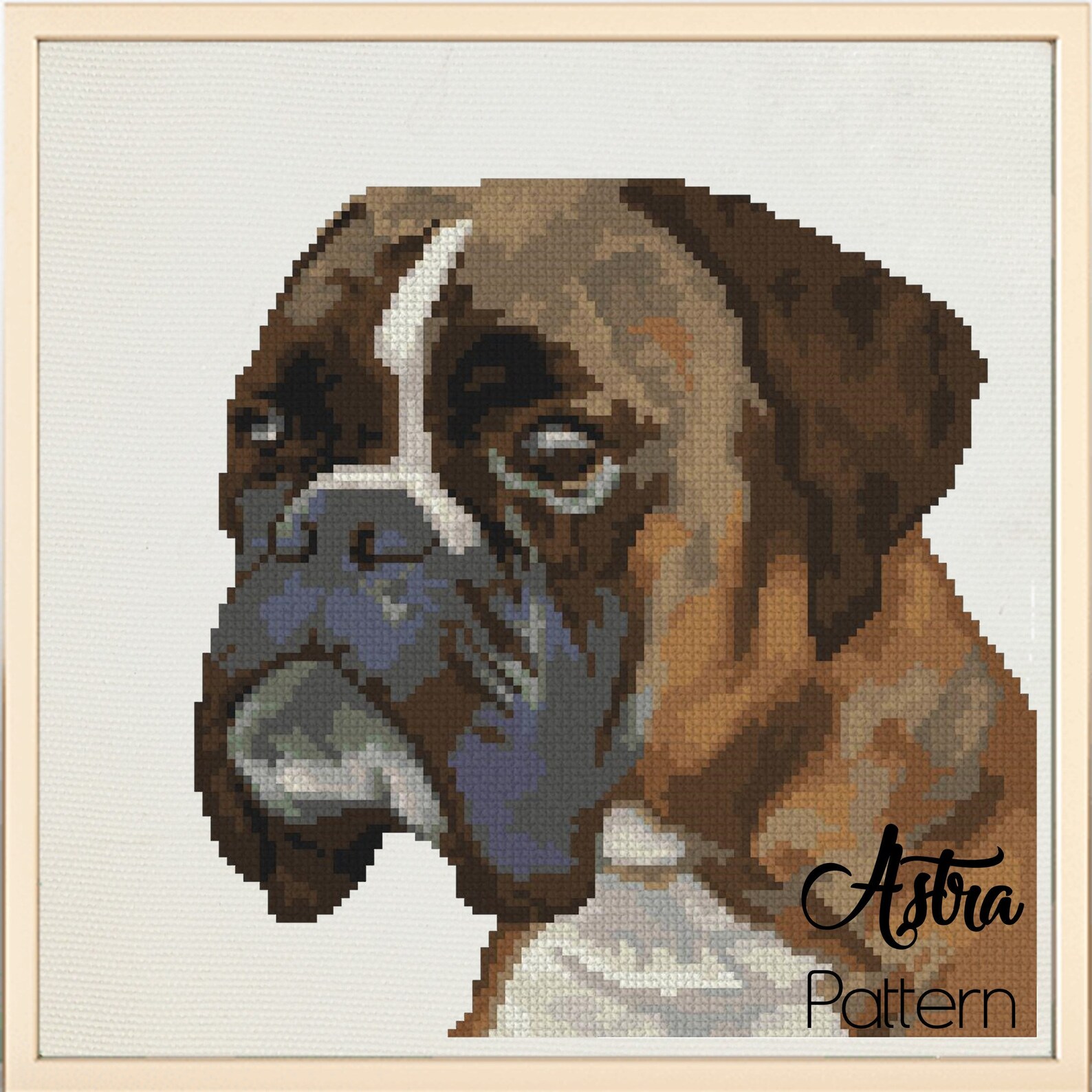 Boxer Cross Stitch Pattern Digital Format - PDF, Dog Cross Stitch ...