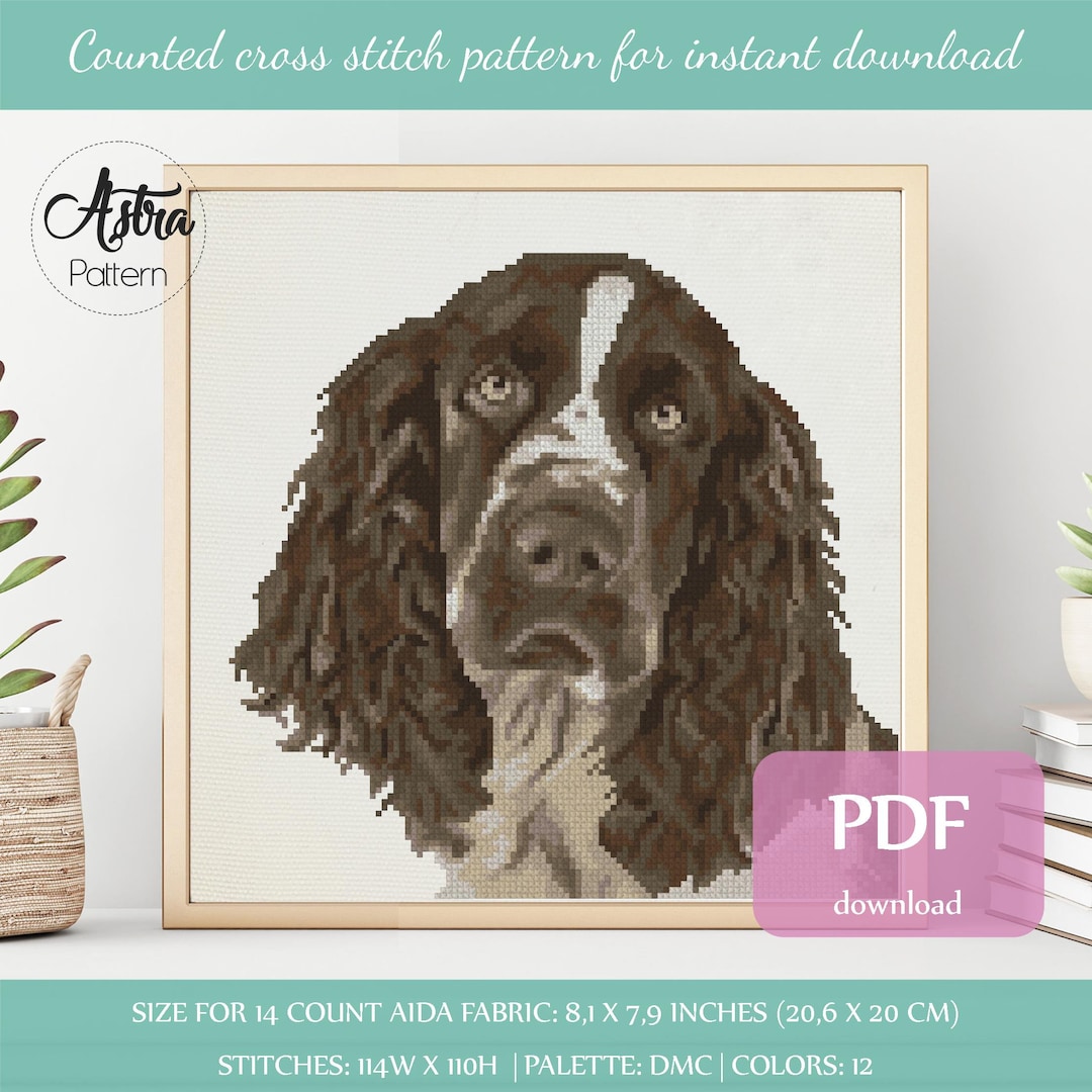 English Springer Spaniel Cross Stitch Pattern Digital Format - PDF, Dog ...