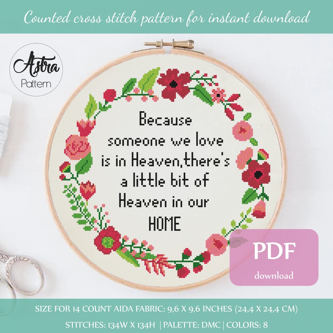 In Loving Memory Cross Stitch Pattern Digital Format - PDF, Heaven ...